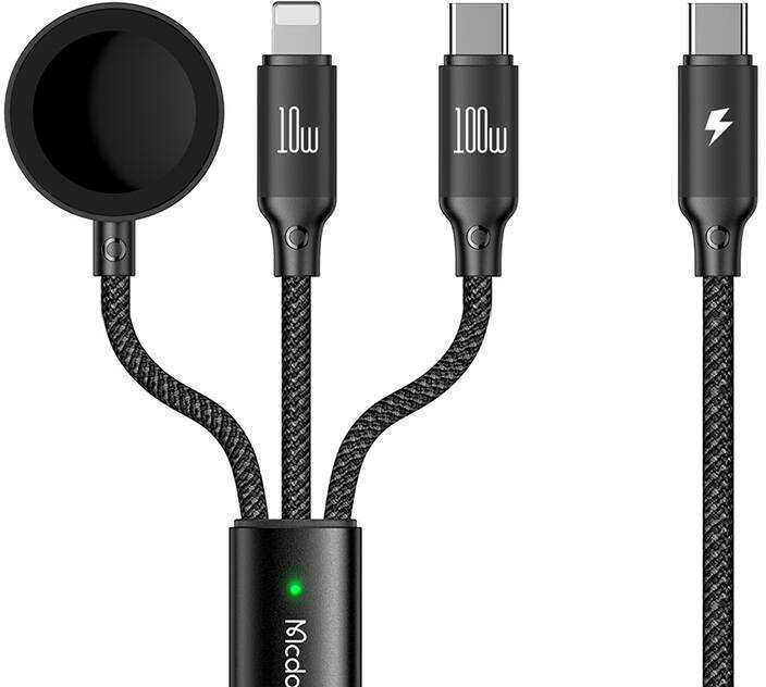 USB-C 3in1 laidas Mcdodo CA-4940 USB-C, Lightning, Apple Watch, modelis ...