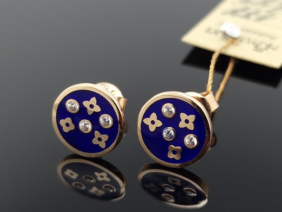 Auksiniai auskarai su emale Praba: 585, žema kaina | Varle.lt