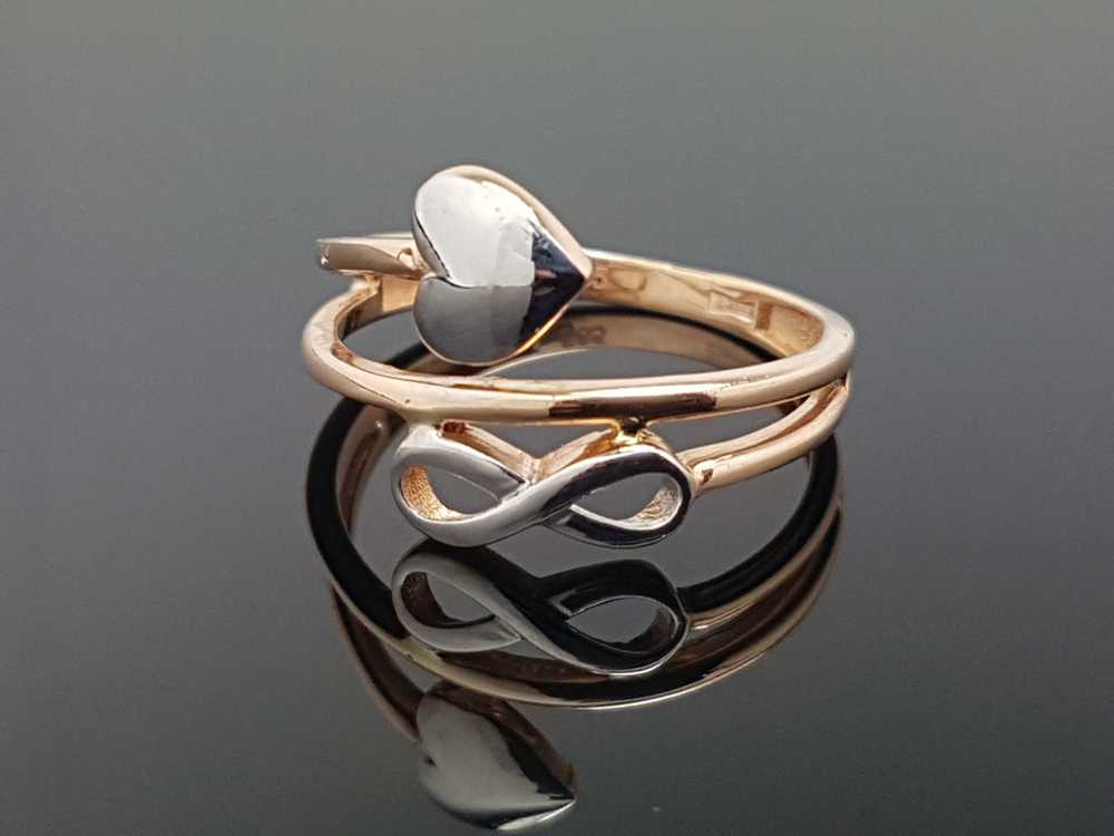 Auksinis žiedas su širdele ir begalybe, žema kaina | Varle.lt