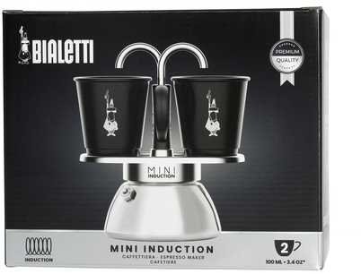 Bialetti - Set Mini Express Induction 2tz Juodas + 2 puodeliai, modelis ...
