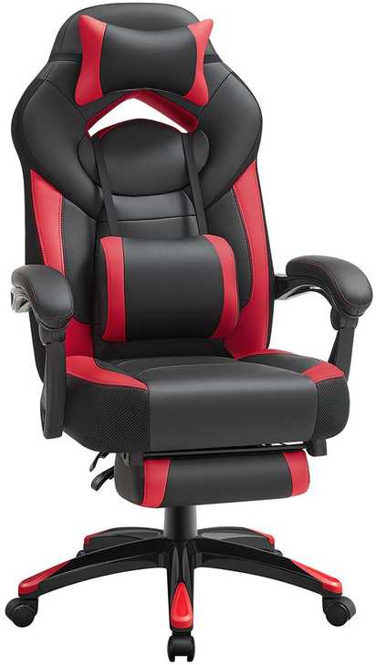 Songmics Žaidimų kėdė iš dirbtinės odos juodai raudona, žema kaina ...