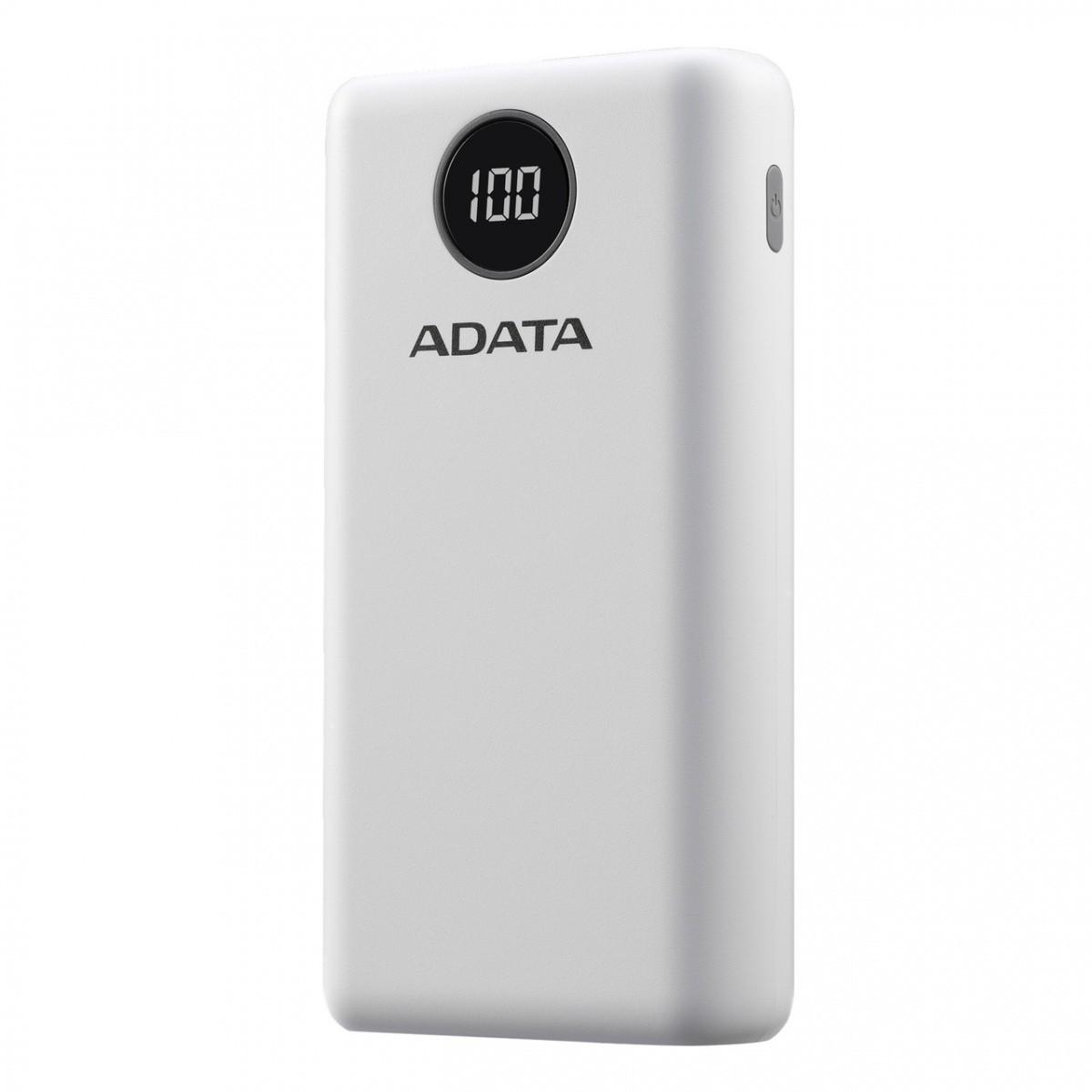 ADATA Power bank P20000QCD 20000 mAh, Li-Polymer, Baltas, modelis ...