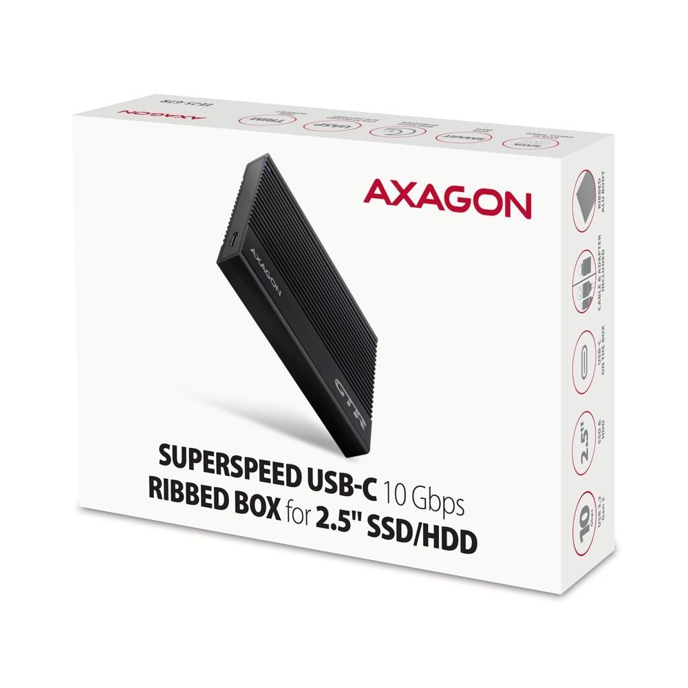 AXAGON USB-C 10Gbps RIBBED Box | EE25-GTR, modelis - EE25-GTR, žema kaina | Varle.lt