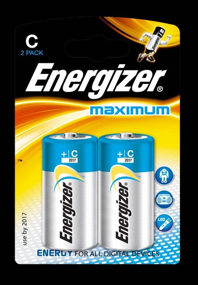 Baterija, ENERGIZER Maximum, C, LR14, 1.5V, 2 pcs | Varle.lt