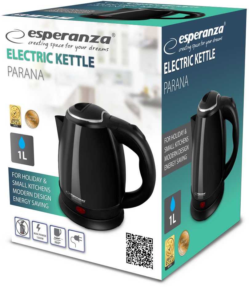 Esperanza Elektrinis virdulys Parana 1.0L Juodas, modelis - 128, žema kaina | Varle.lt