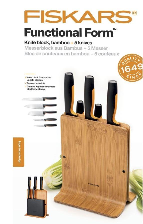 Fiskars "Functional Form" 5 peilių rinkinys su stovu, modelis - 1057552, žema kaina | Varle.lt