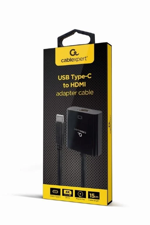 GEMBIRD USB Type-C į HDMI adapterio laidas 4K30Hz 15cm juodas, modelis ...
