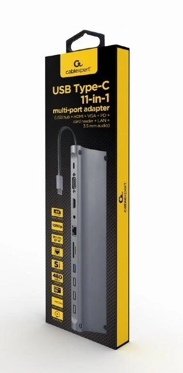 GEMBIRD A-CM-COMBO11-01 USB Type C 11in1 kelių prievadų adapteris USB ...