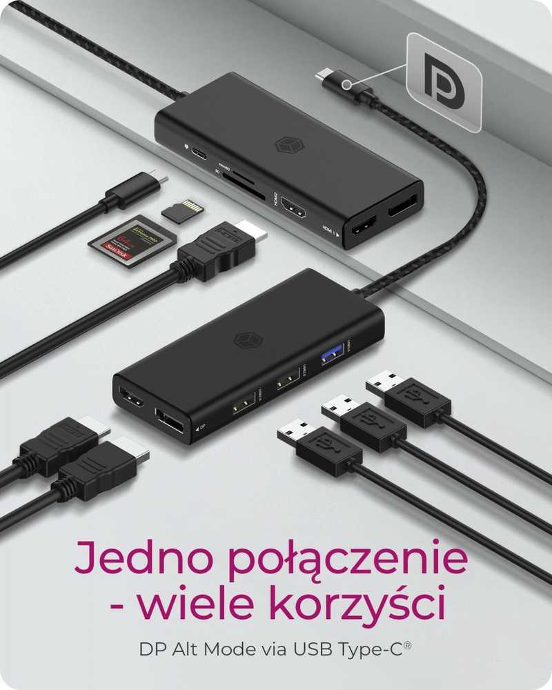 RaidSonic Icy Box IB-DK4011-CPD 7-in-1 USB Type-C prijungimo stotis su ...