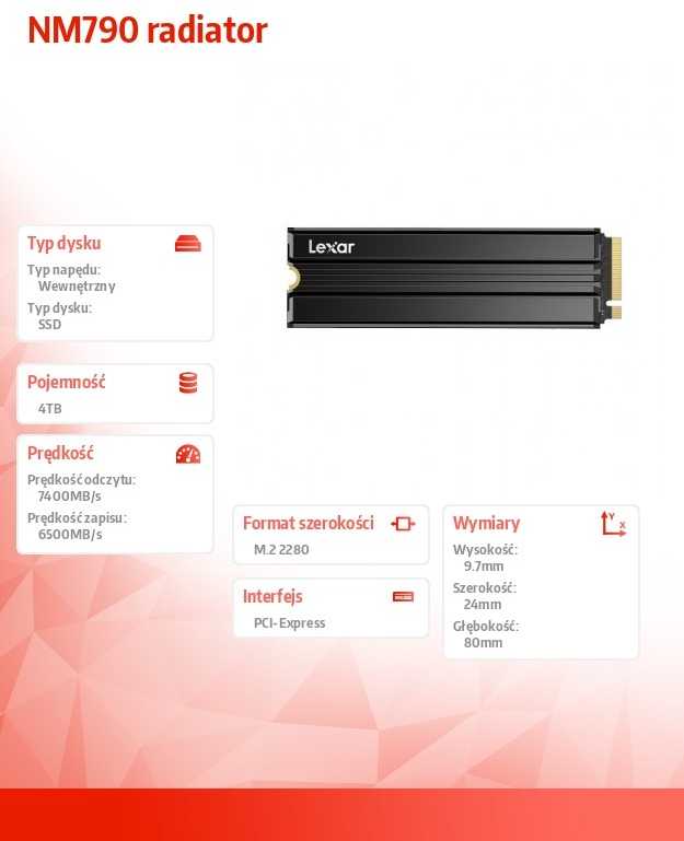 Lexar | NM790 with Heatsink | 4000 GB | SSD form factor M.2 2280 | SSD ...