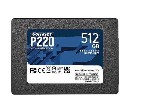 PATRIOT P220 SATA 3 512GB SSD 550 / 500MB / s, modelis - P220S512G25, žema kaina | Varle.lt