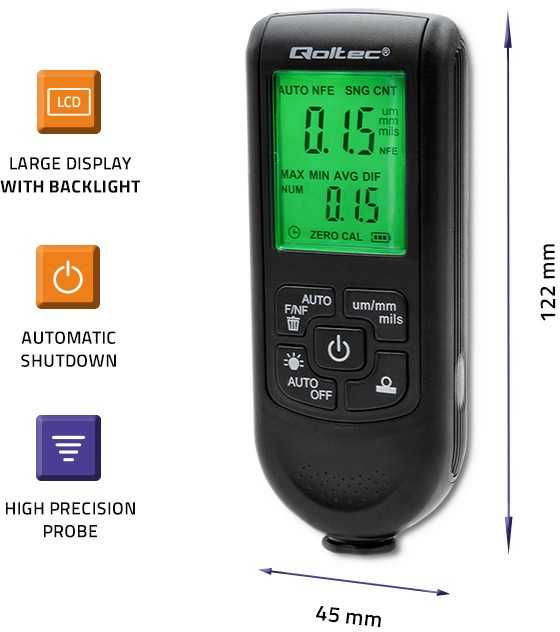 QOLTEC 50630 Dangos storio matuoklis su LCD / 0 / 2000um, modelis ...
