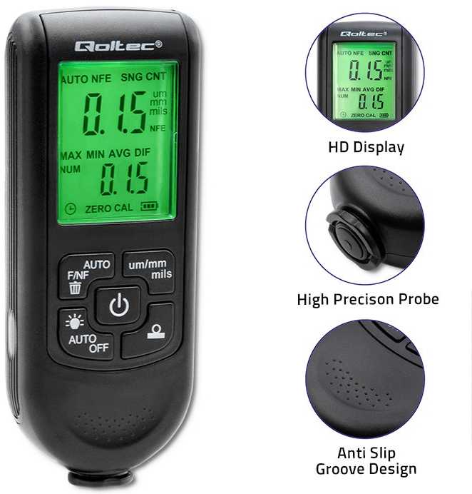 QOLTEC 50630 Dangos storio matuoklis su LCD / 0 / 2000um, modelis ...