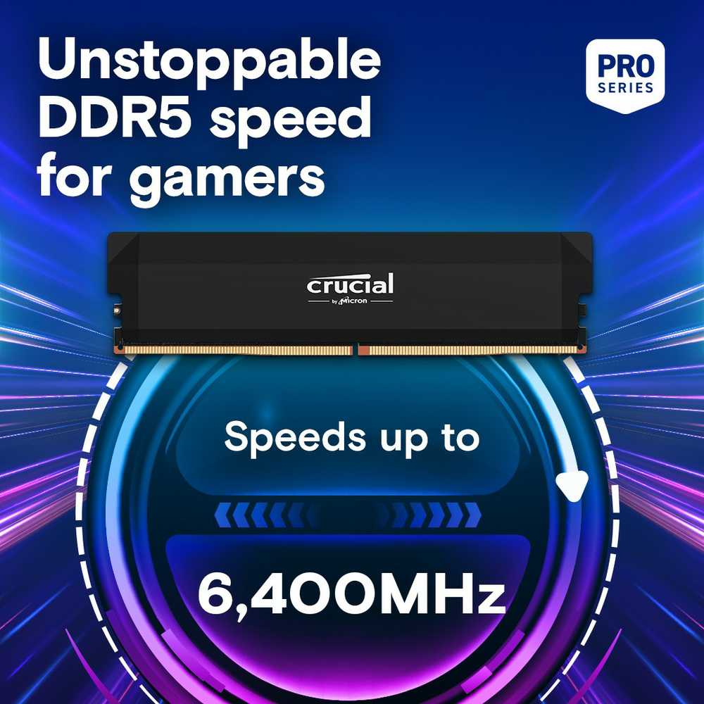RAM Crucial Atmintis DDR5 Pro OC 64 / 6400(2*32GB) CL40 juoda, modelis ...