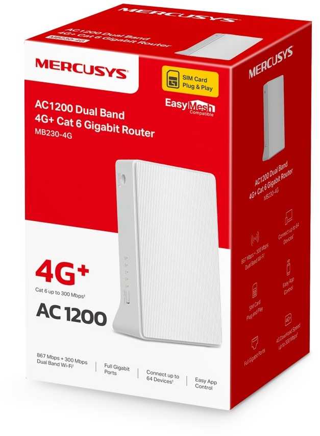 Mercusys Wireless Dual Band Gigabit Maršrutizatorius | MB230-4G | 300 ...