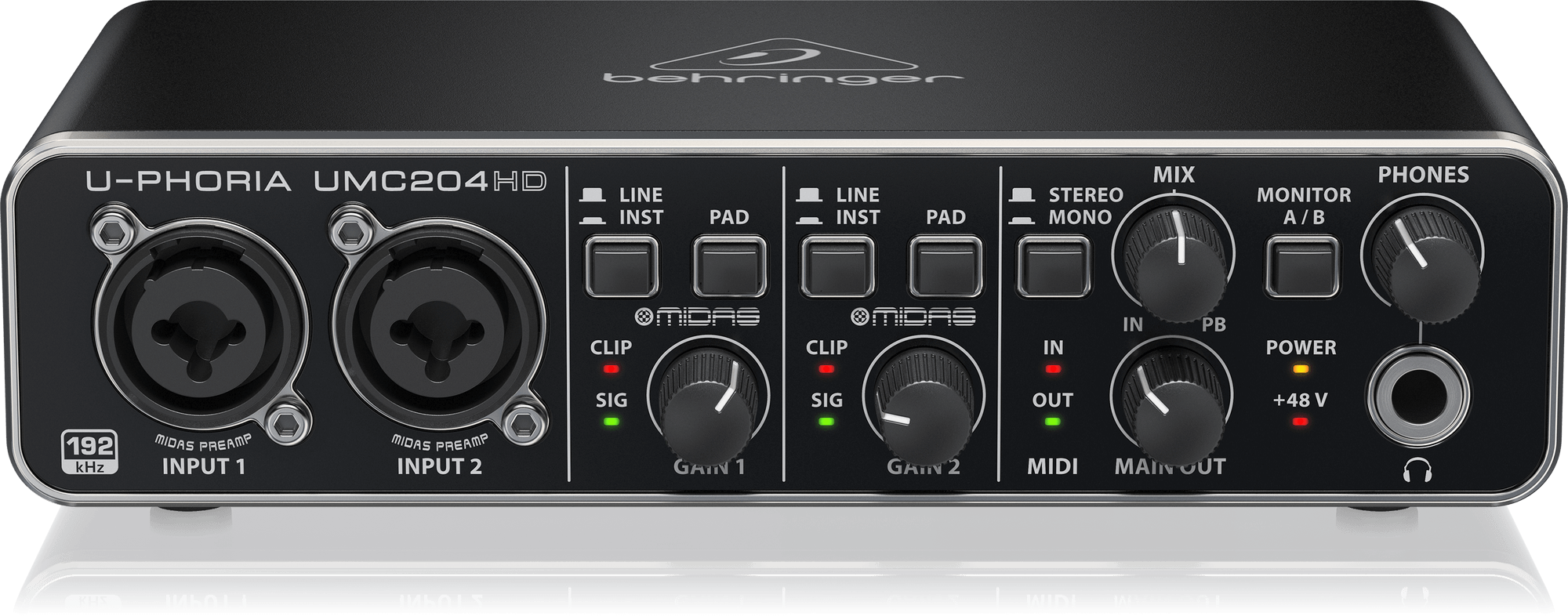 Garso plokštė Behringer UMC204HD, modelis - 27000444, žema kaina | Varle.lt