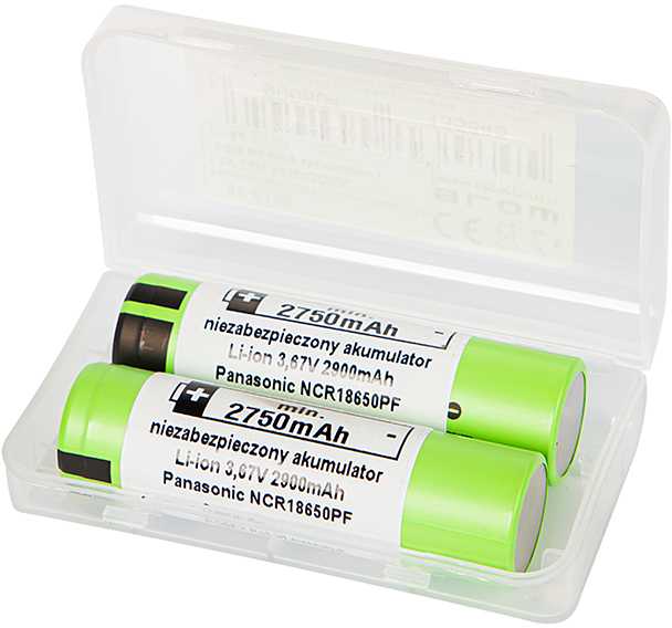 Akumuliatorius 18650 li-ion 2900mAh 3,6V 2vnt. PANASONIC+BOX na dwa ...
