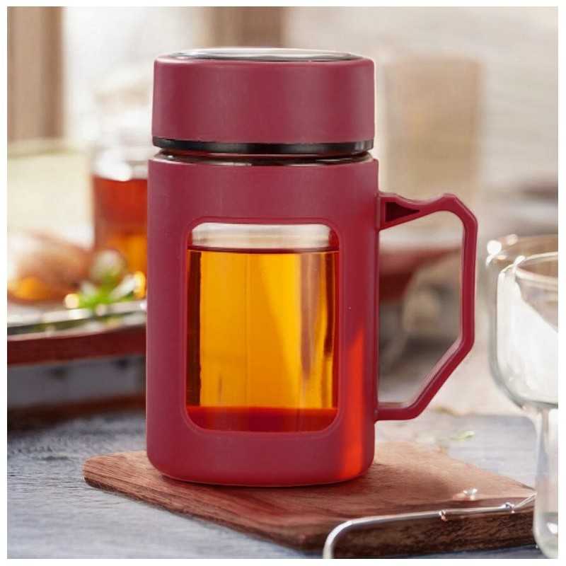 Stiklinis puodelis, termosas kavai ir arbatai su rankena 500 ML ...