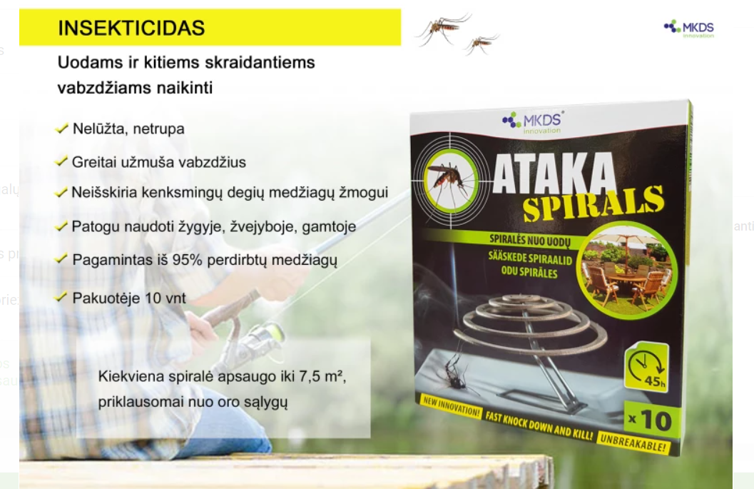 Mkds ATAKA SPIRALS INSEKTICIDAS NUO UODŲ, 10 VNT, žema kaina | Varle.lt