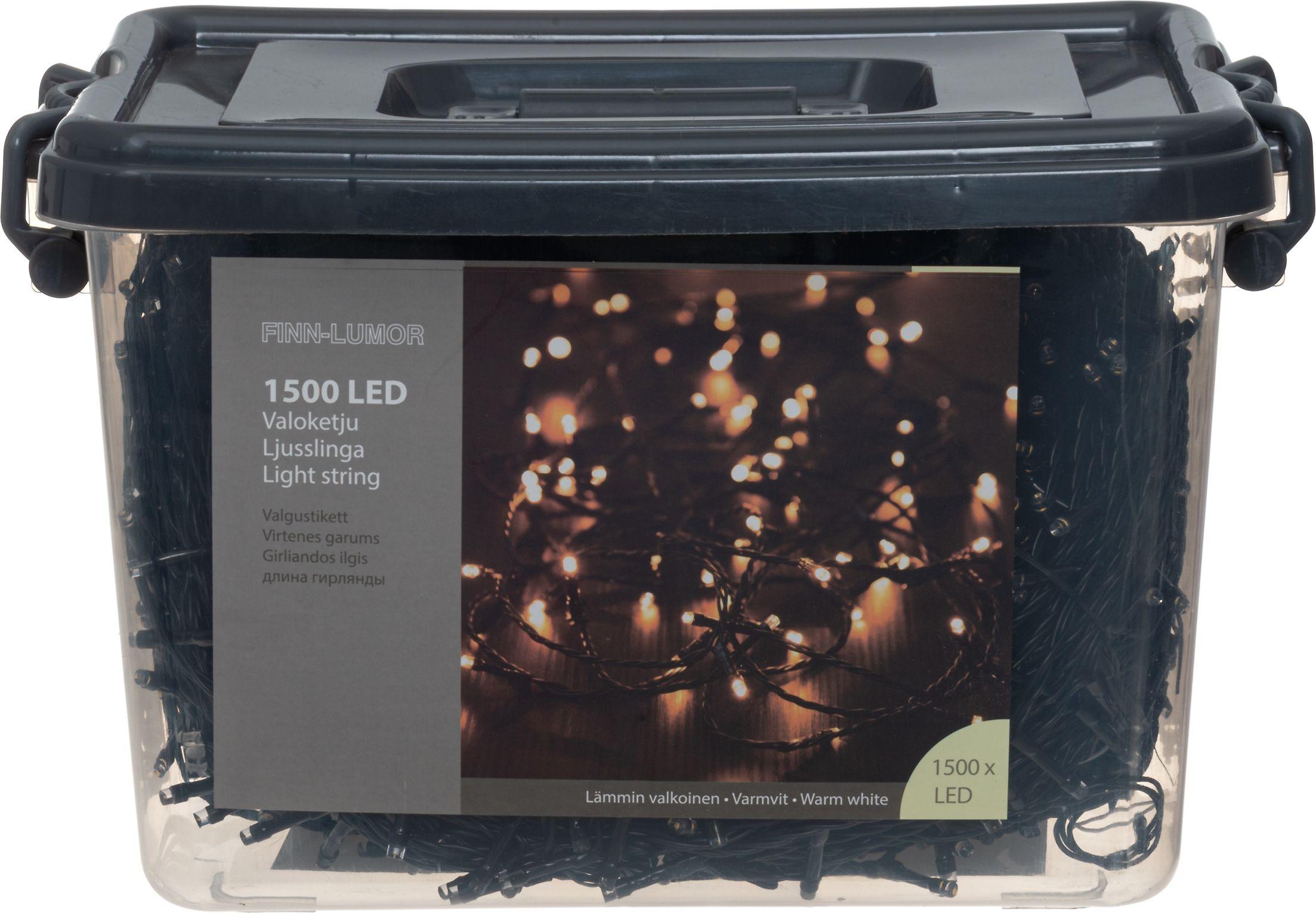 Finnlumor Šviesos virvelė 1500LED šiltai baltas juodas kabelis, modelis ...