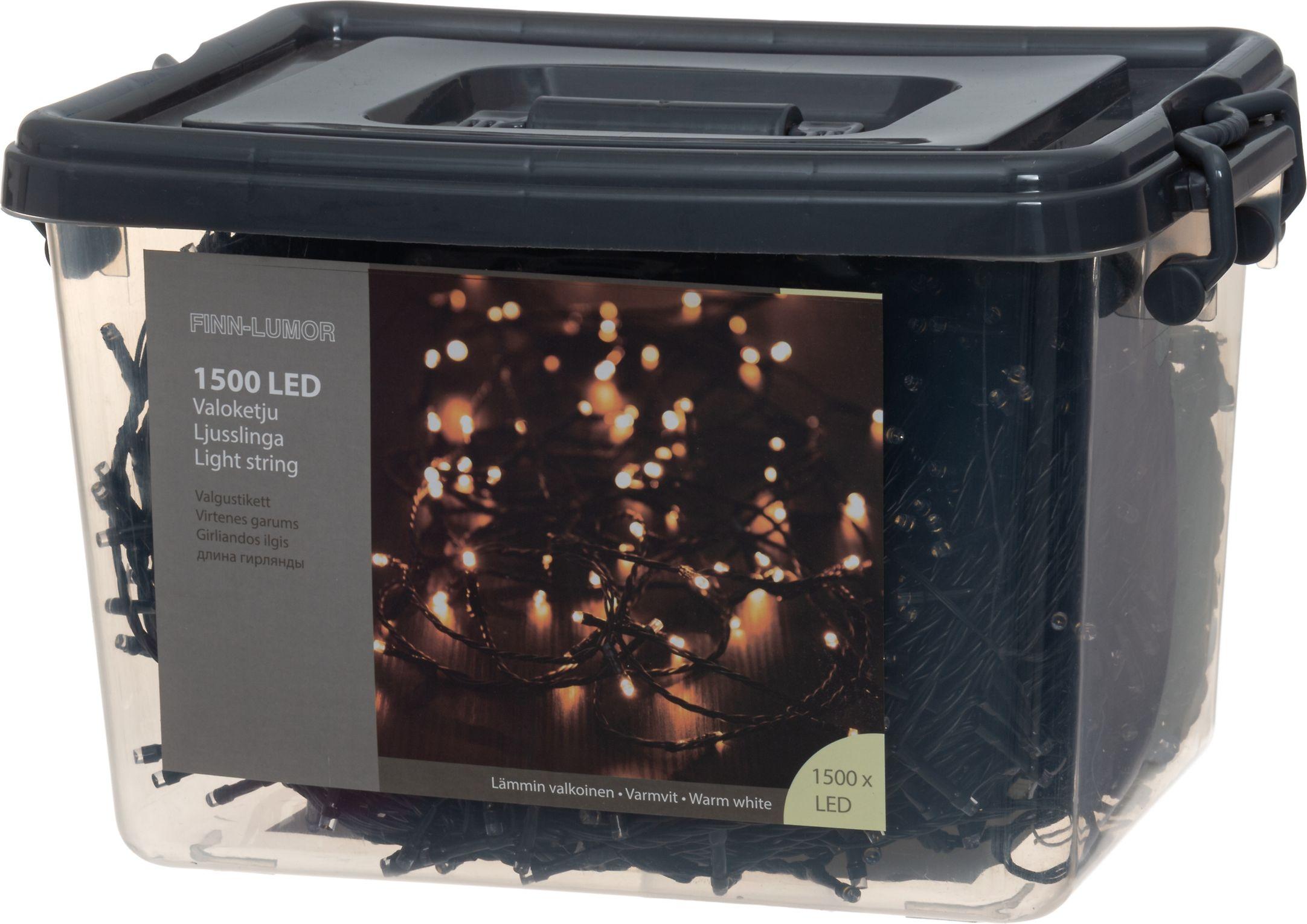 Finnlumor Šviesos virvelė 1500LED šiltai baltas juodas kabelis, modelis ...