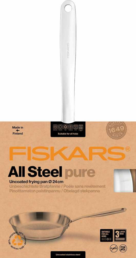 Fiskars All Steel Pure keptuvė, nerūdijančio plieno, 24 cm, modelis - 1065627, žema kaina | Varle.lt