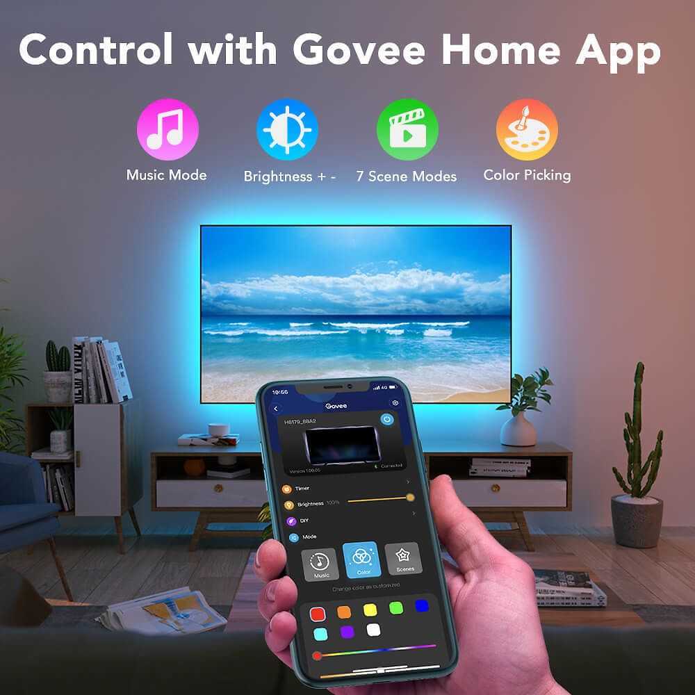 Govee H6179 televizoriaus apšvietimas | LED juostelė | televizoriui 46-60 colių, Bluetooth, RGB ...