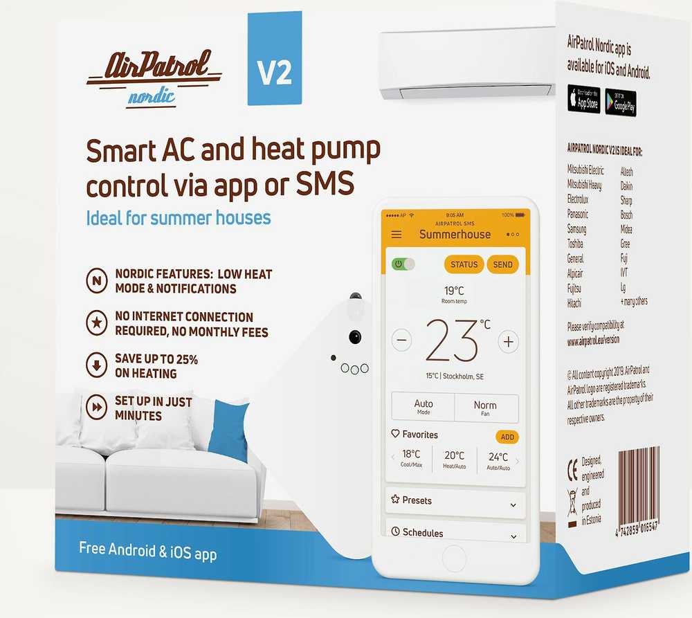 GSM valdiklis oro šilumos siurbliui AirPatrol Nordic V2, modelis - APN-20, žema kaina | Varle.lt