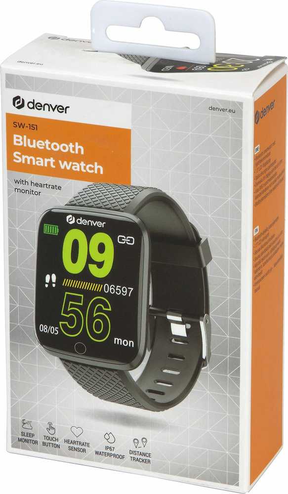 Išmanusis laikrodis Denver SW-151, Juodos spalvos, modelis - SW-151 BLACK, žema kaina | Varle.lt
