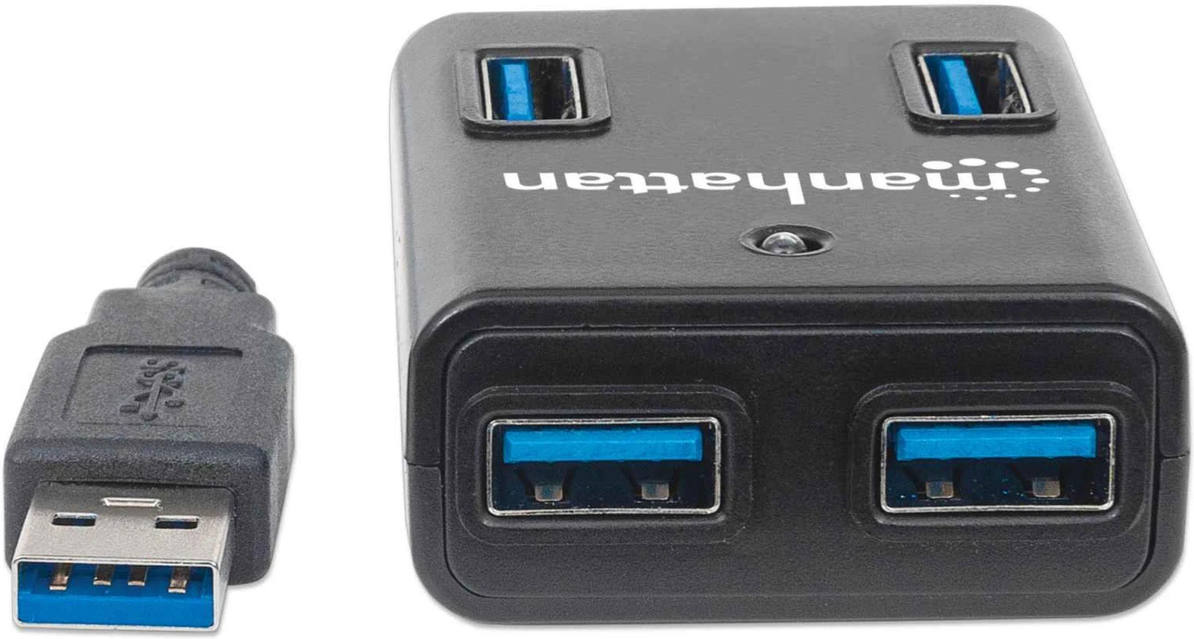 MANHATTAN SuperSpeed USB 3.0 Hub 4 Ports, AC / Bus Power, juodas ...