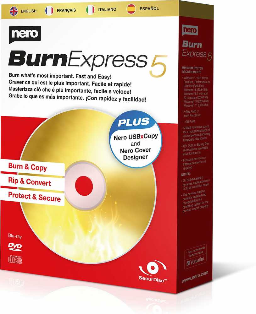 Nero BurnExpress 5 -CD / DVD / Blu-ray-levyjen poltto-ohjelma, DVD ...