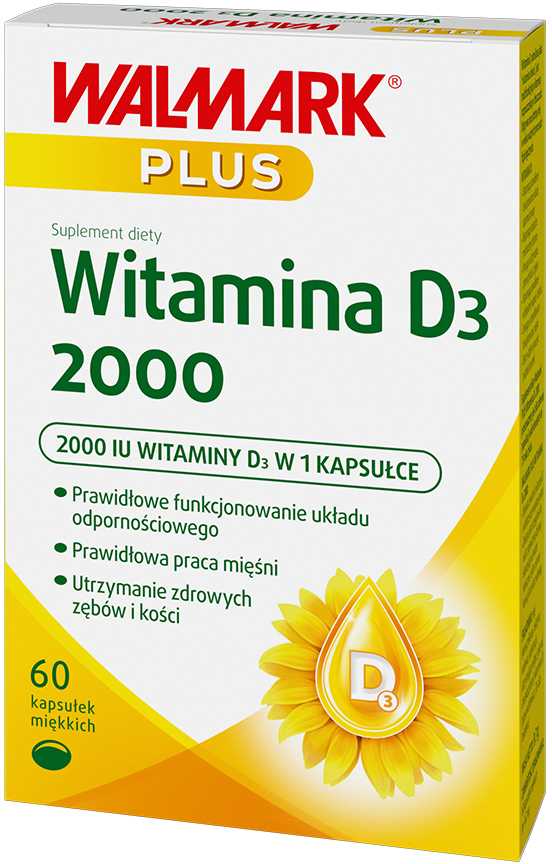 Walmark Plus Witamina D3 2000 suplement diety 60 kapsułek, žema kaina ...