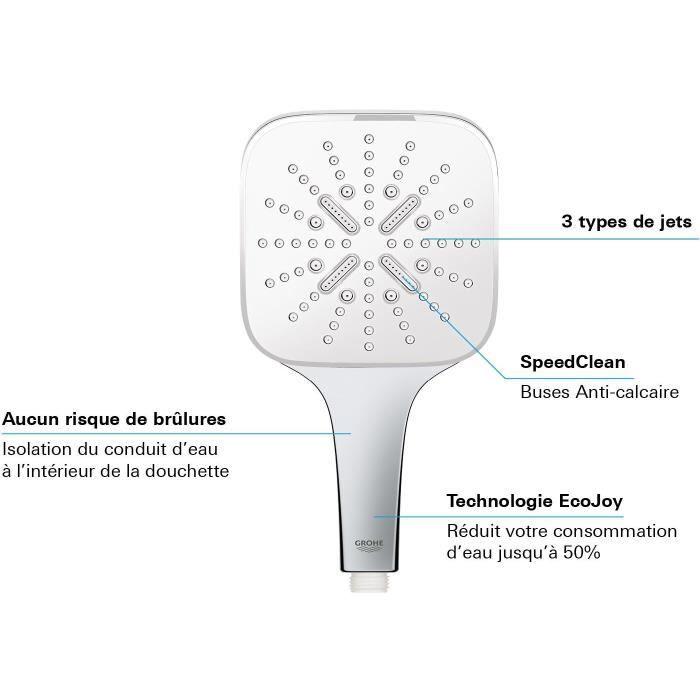 Grohe Vitalio Smartactive 130 kubų dušo galvutė, 3 purkštukai, 130 mm ...