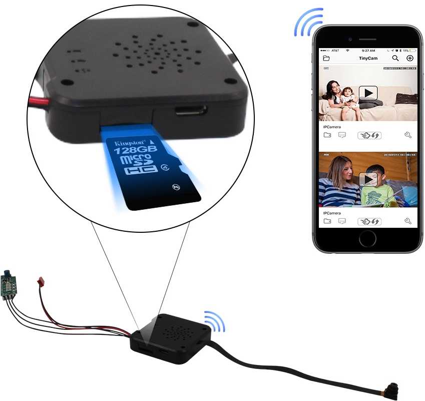 WIFI Full HD kameros modulis "Tiny Pro IR", Atminties kortelės talpa: 64 Gb Micro SD (+24 Eur ...