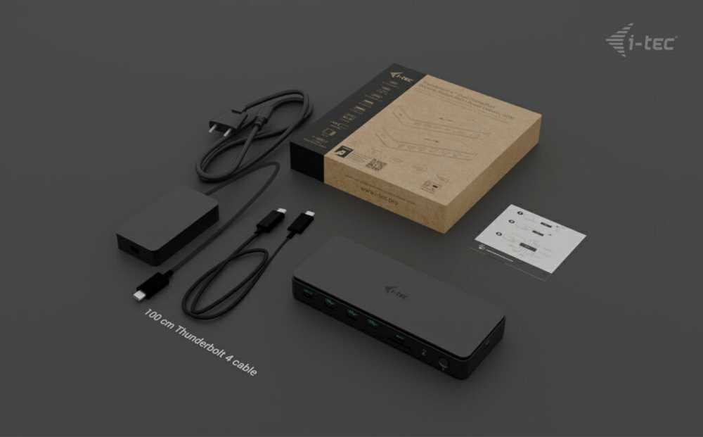 I-TEC TB4 GEN 3 DOCK 2X EKRANAS / 7XUSB 2.5GLAN PD92W 1M TB4 CABLE ...