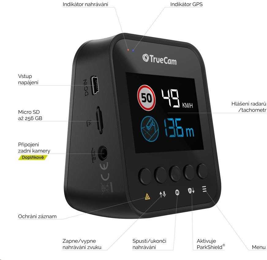 TrueCam H25 GPS 4K (su radaro pranešimu) - automobilio kamera, modelis ...