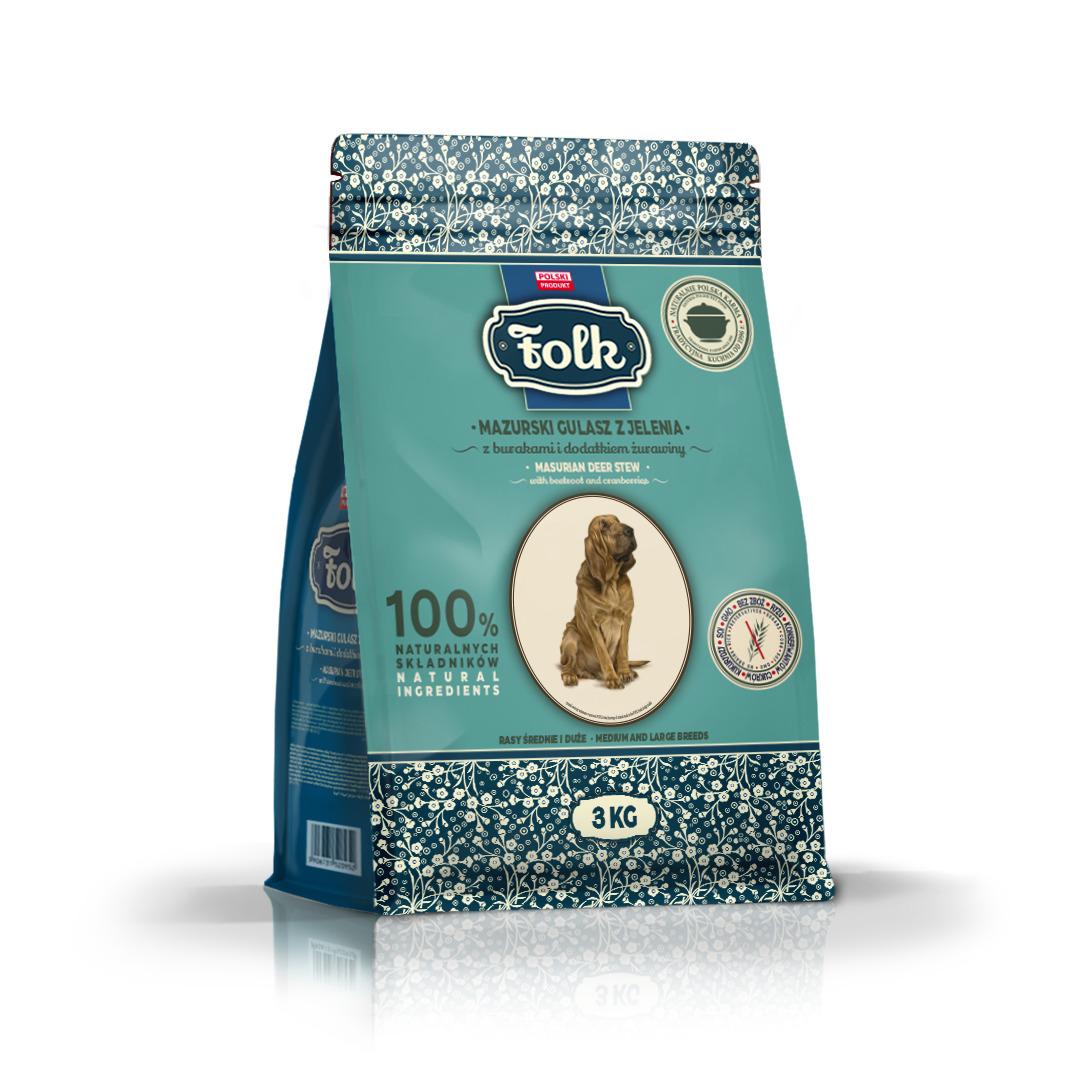 Sausas Maistas šunims FOLK ADULT M&L elniena su burokėliais papildyta ...