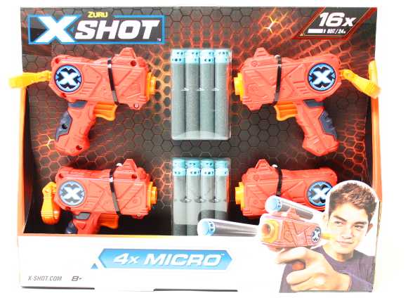 XShot Rinkinys Excel Micro Launcher 4-Pack 16 Darts, modelis - 36586 ...