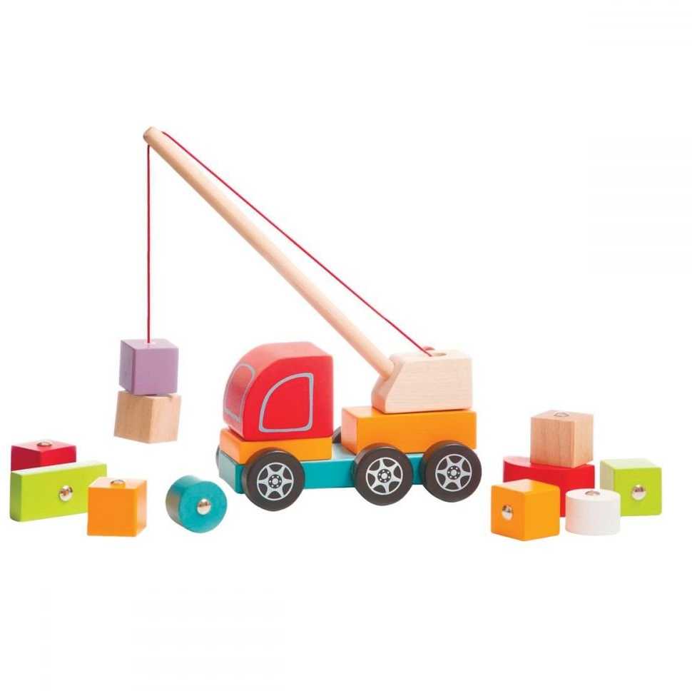 Cubika Medinė mašina - kranas su magnetiniais kroviniais, modelis ...