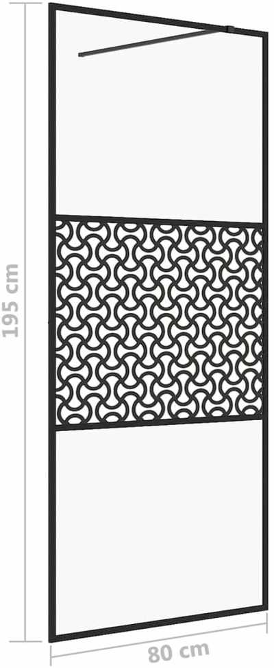 Dušo sienelė su skaidriu ESG stiklu, juodos spalvos, 80x195cm, modelis ...