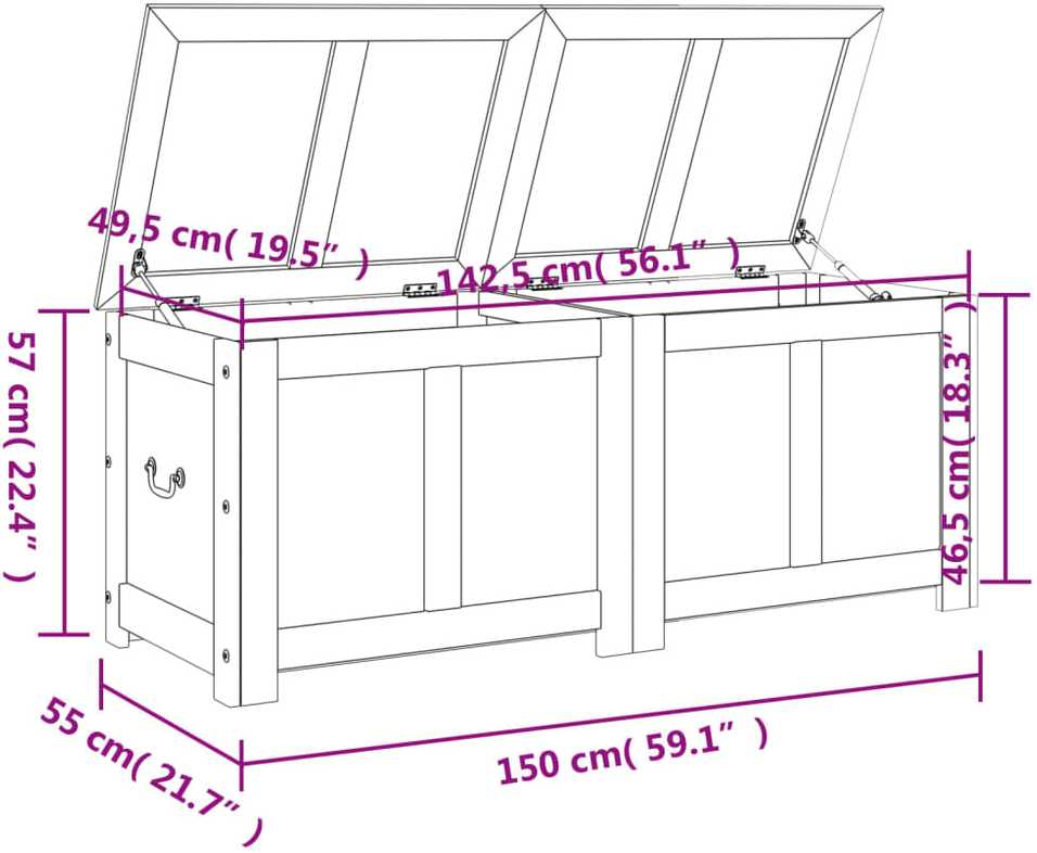 Skrynia daiktams su dangčiu, ruda, akacijos medienos masyvas, modelis ...