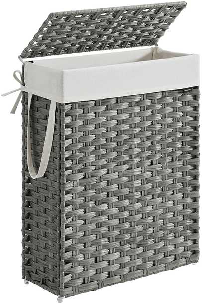 Songmics Sintetinio rotango skalbinių krepšys su dangčiu, modelis ...