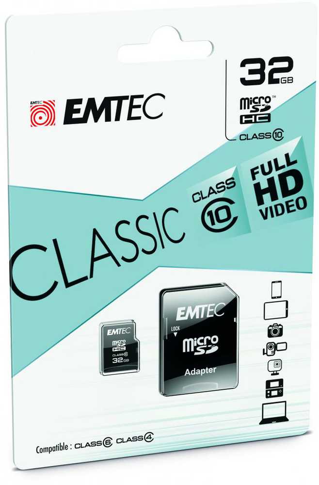 Atminties kortelė Emtec mSD 32GB Class10 Classic + Adapteriai, modelis ...