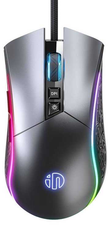 Inphic PW6 Pelė žaidimams 4800 DPI, 8 Key, RGB, Pilkas - su laidu žaidimų pelė, žema kaina ...