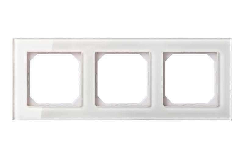 Trivietis rėmelis LIREGUS EPSILON, blizgus baltas stiklas, modelis ...