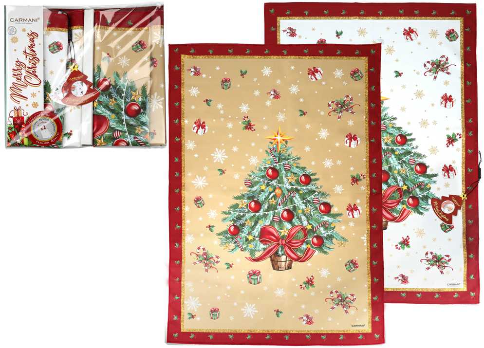 Kpl. 2 ściereczek kuchennych - Boże Narodzenie, Choinki (CARMANI), žema kaina | Varle.lt