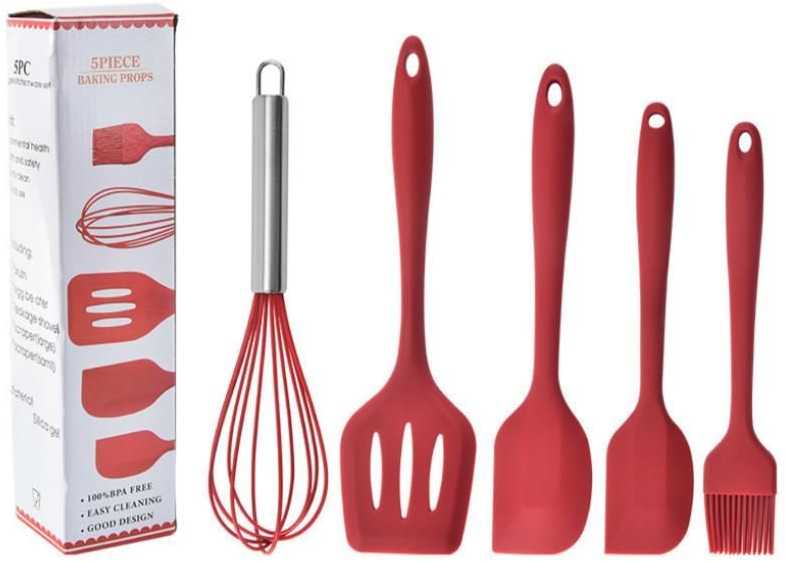 Virtuvės indų rinkinys 5 elementai - raudona, žema kaina | Varle.lt