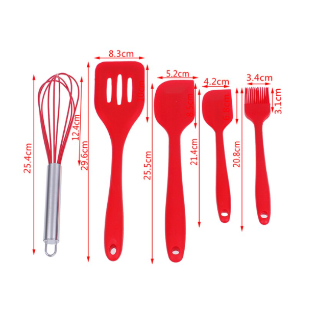 Virtuvės indų rinkinys 5 elementai - raudona, žema kaina | Varle.lt