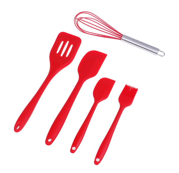 Virtuvės indų rinkinys 5 elementai - raudona, žema kaina | Varle.lt