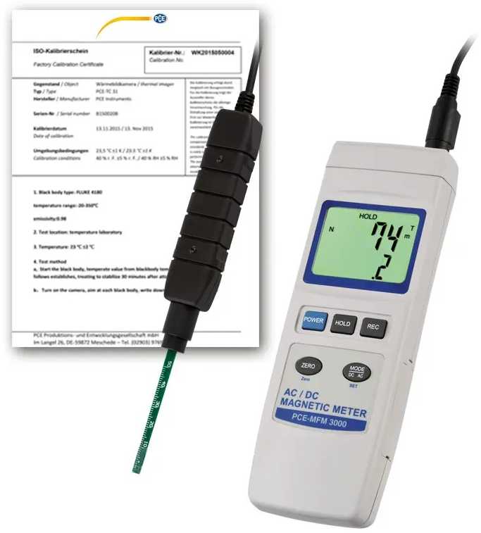 Elektromagnetinio lauko matuoklis PCE-MFM 3000-ICA su ISO kalibravimo ...